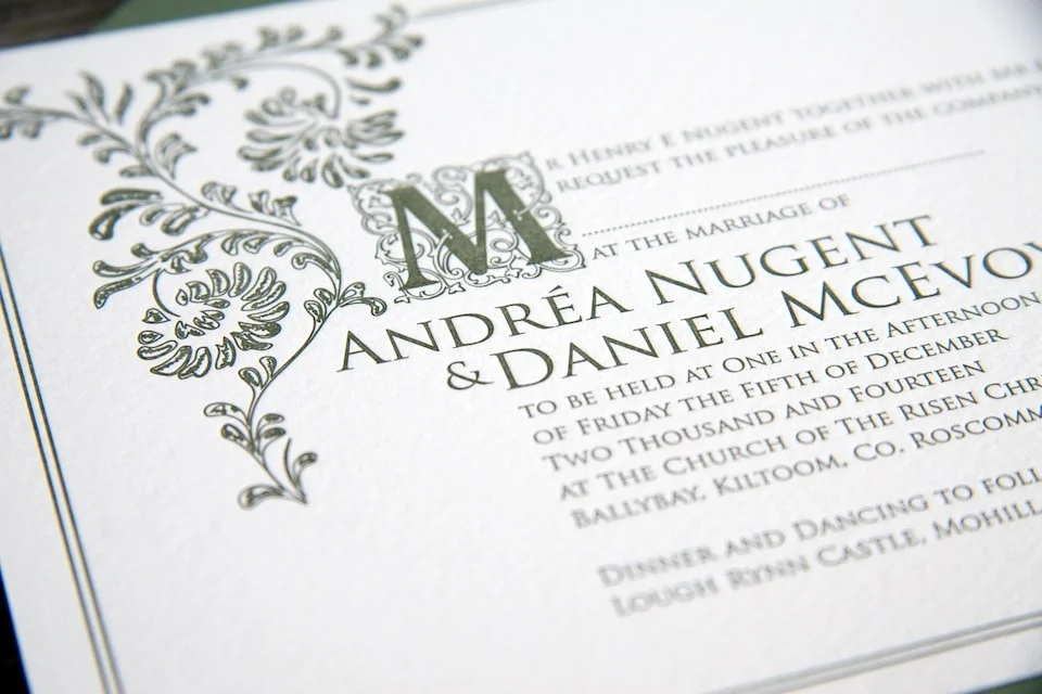 Old English Wedding Invitation Boho Wedding Invitation | Evening